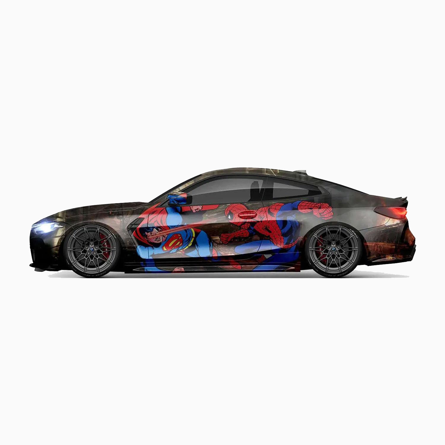 🦸‍♂️💥 Spider-Man & Superman Clash Car Side Wrap - PRINTWRAPUSA